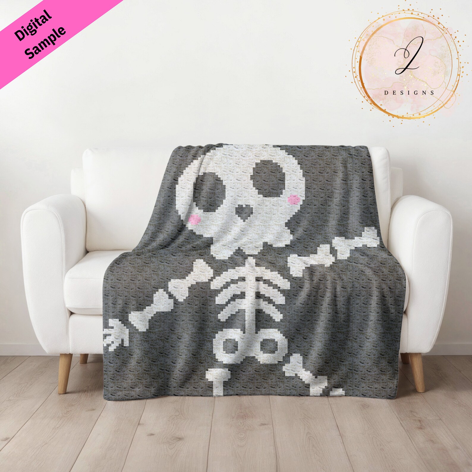 Cute Dancing Skeleton C2C Crochet Blanket Pattern & Graph, Skeleton ...