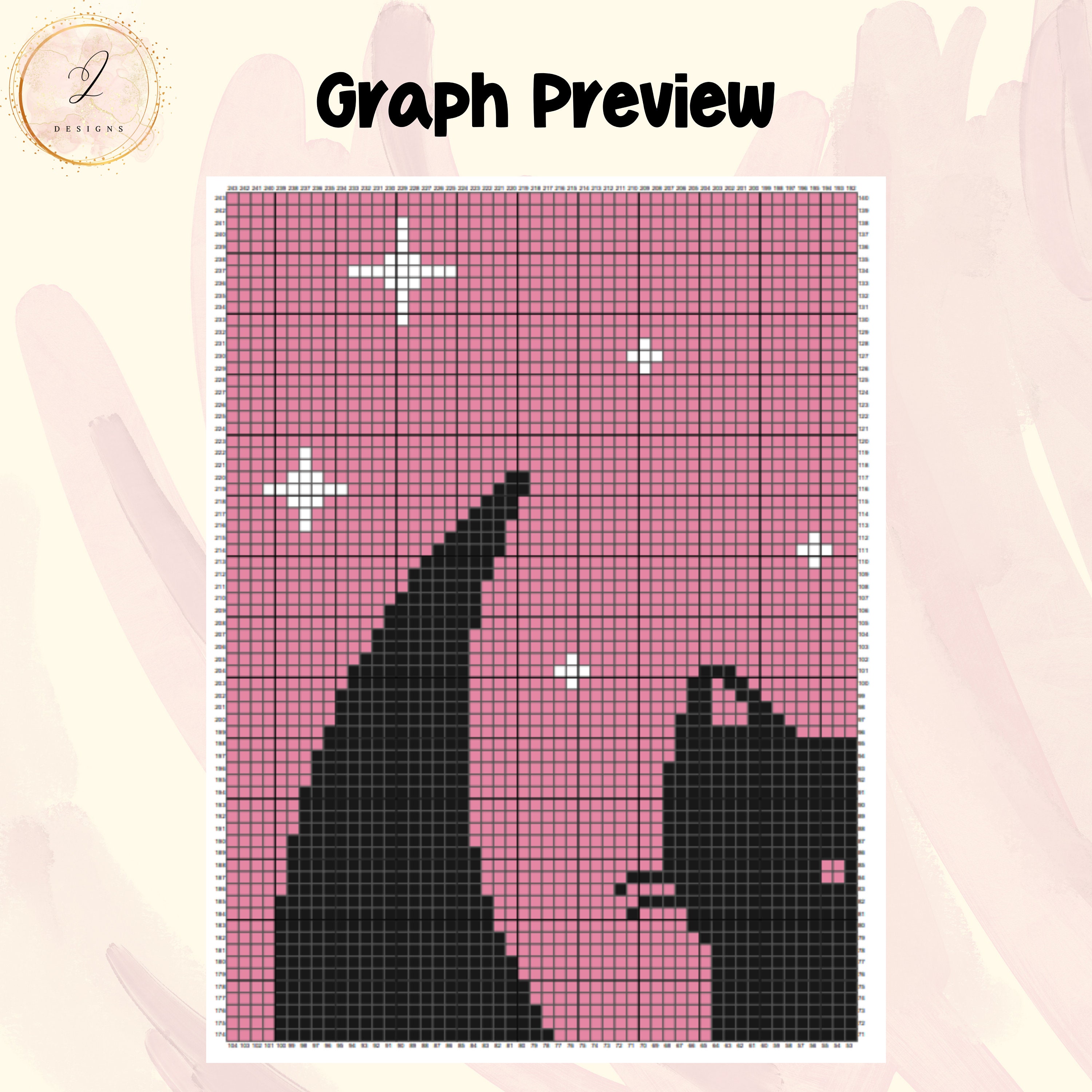 Cat on Moon C2C Crochet Blanket Pattern & Graph, Cat Crochet Pattern ...