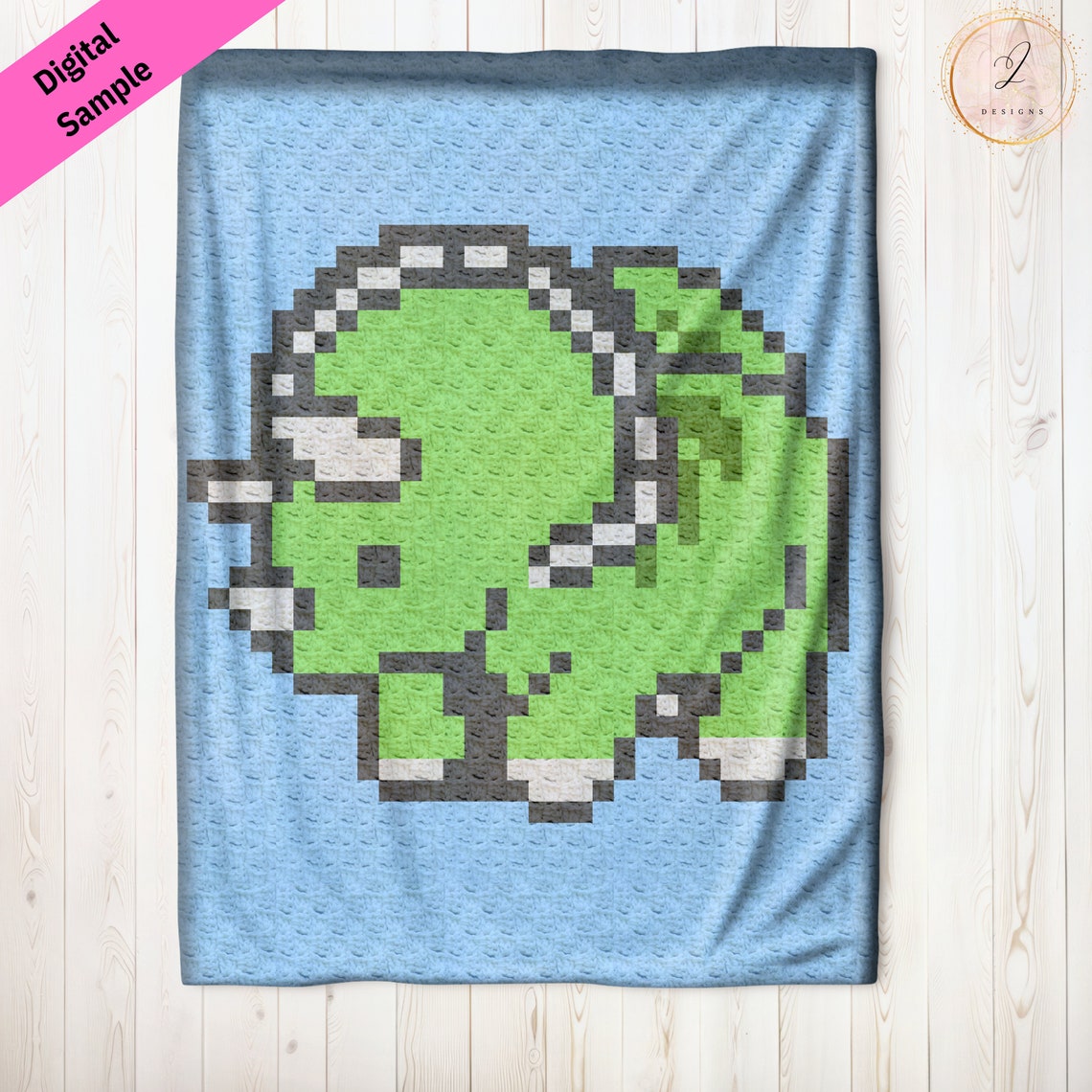 Green Baby Triceratops C2C Crochet Blanket Pattern & Graph, Dinosaur ...