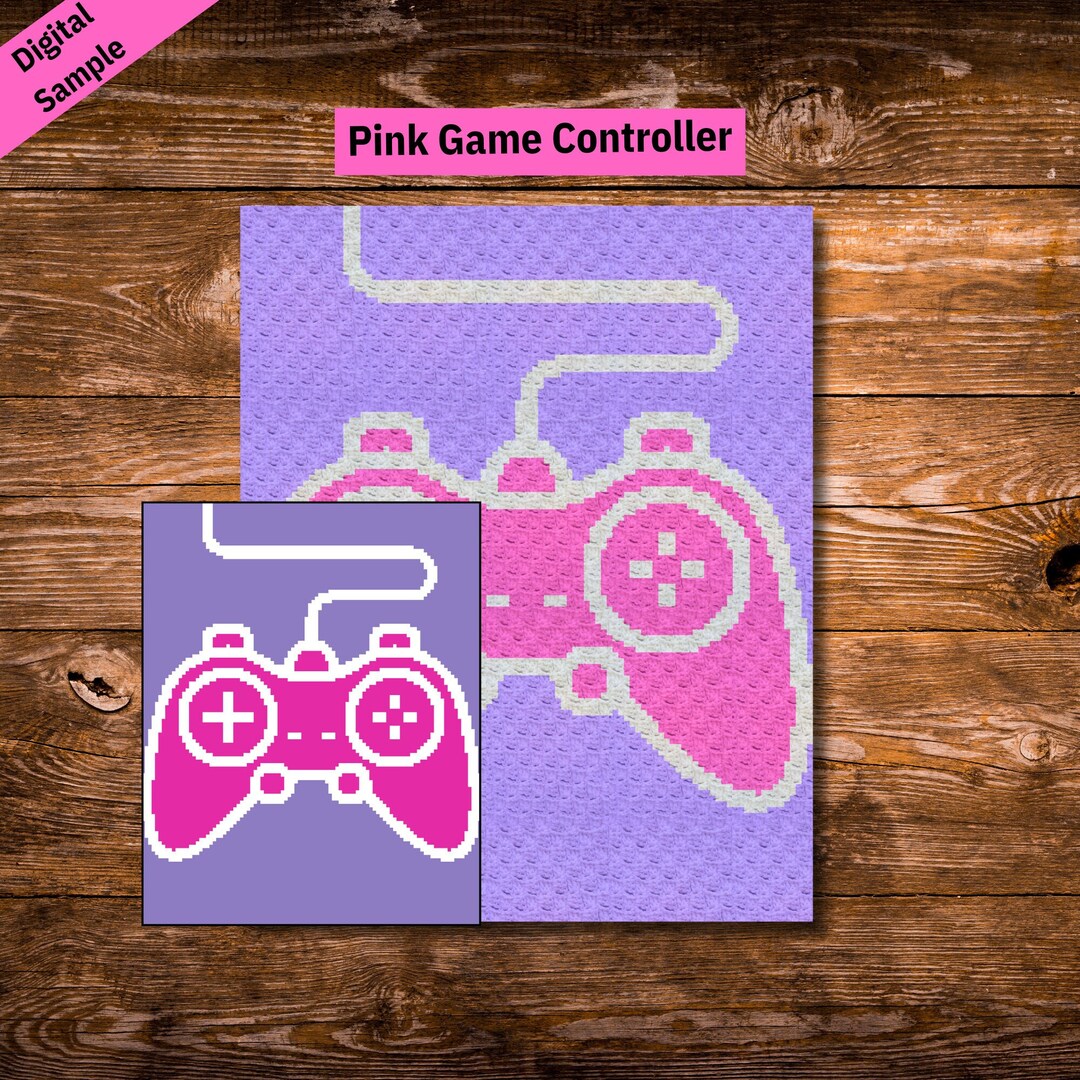 Pink Game Controller C2C Crochet Blanket Pattern & Graph, Video Game ...