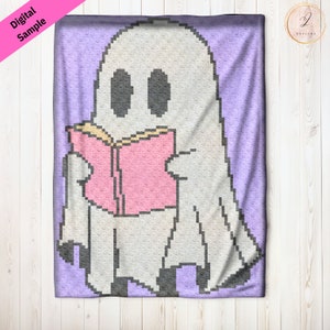 Ghost Reading Book C2C Crochet Blanket Pattern & Graph, Halloween ...