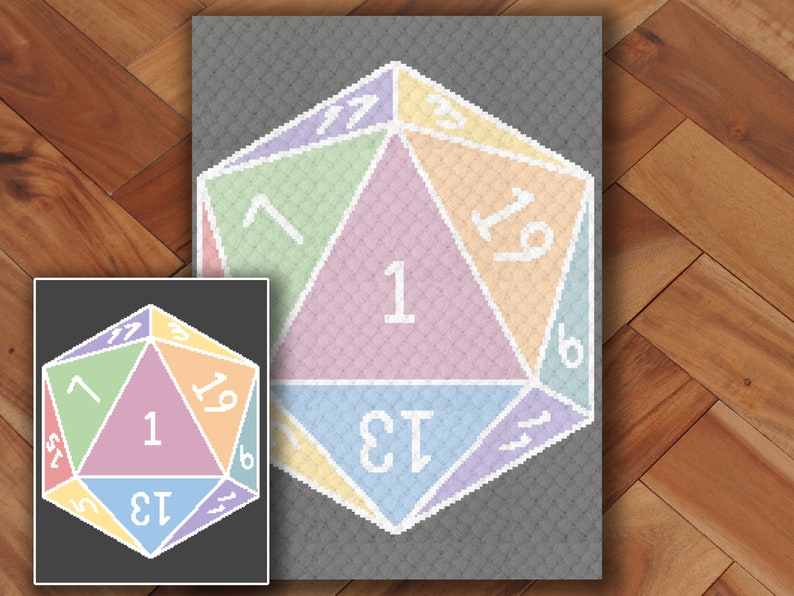 Crochet Rainbow D20 Graph Written Pattern for C2C & Tapestry Crochet - Etsy