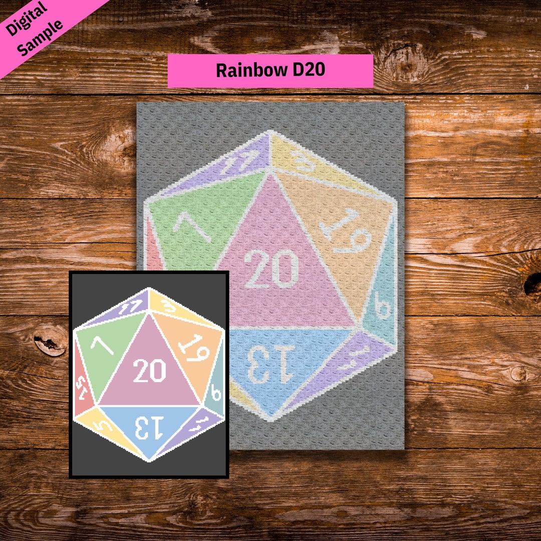 Rainbow D20 Nat 20 Dnd C2C Crochet Blanket Pattern & Graph, Corner to ...