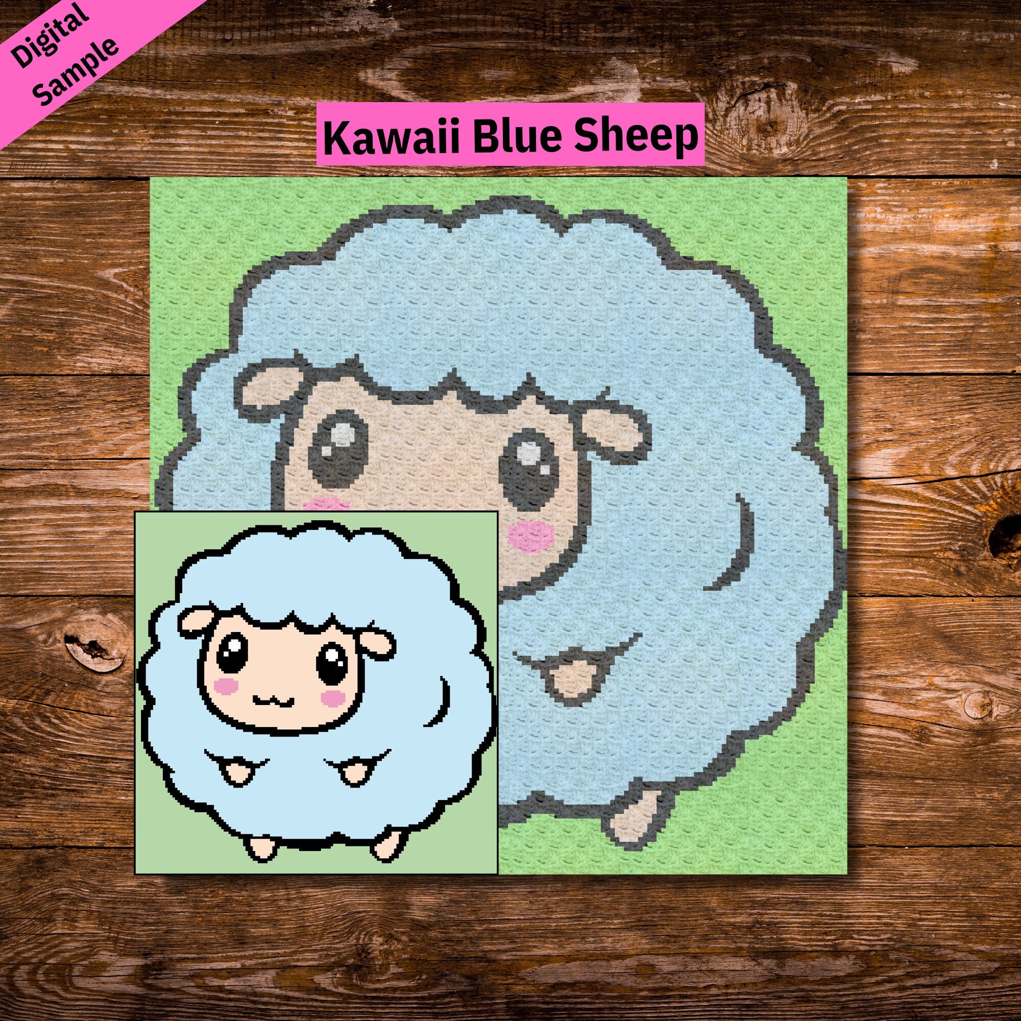 Kawaii Blue Sheep C2C Crochet Blanket Pattern & Graph, Crochet Baby ...