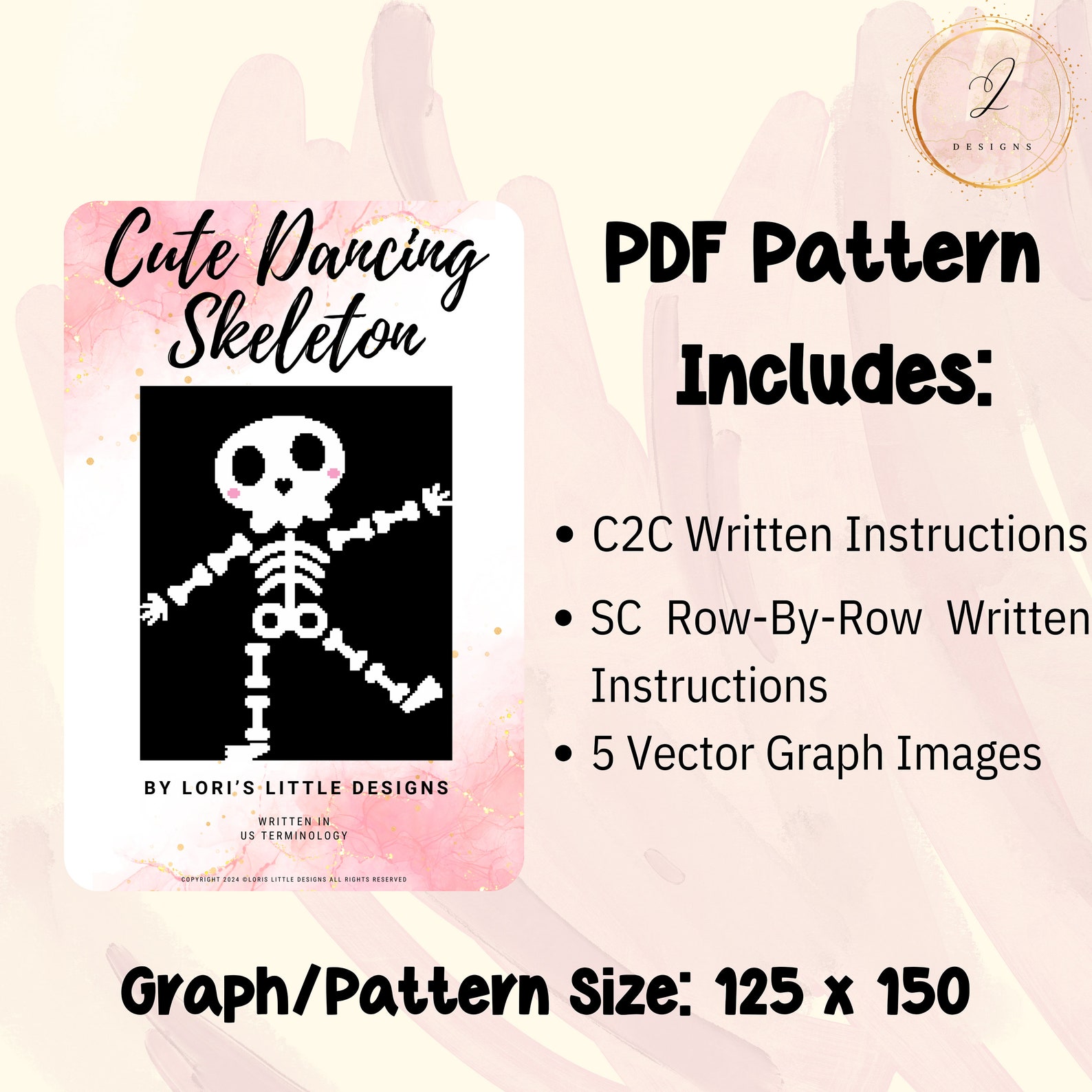 Cute Dancing Skeleton C2C Crochet Blanket Pattern & Graph, Skeleton ...