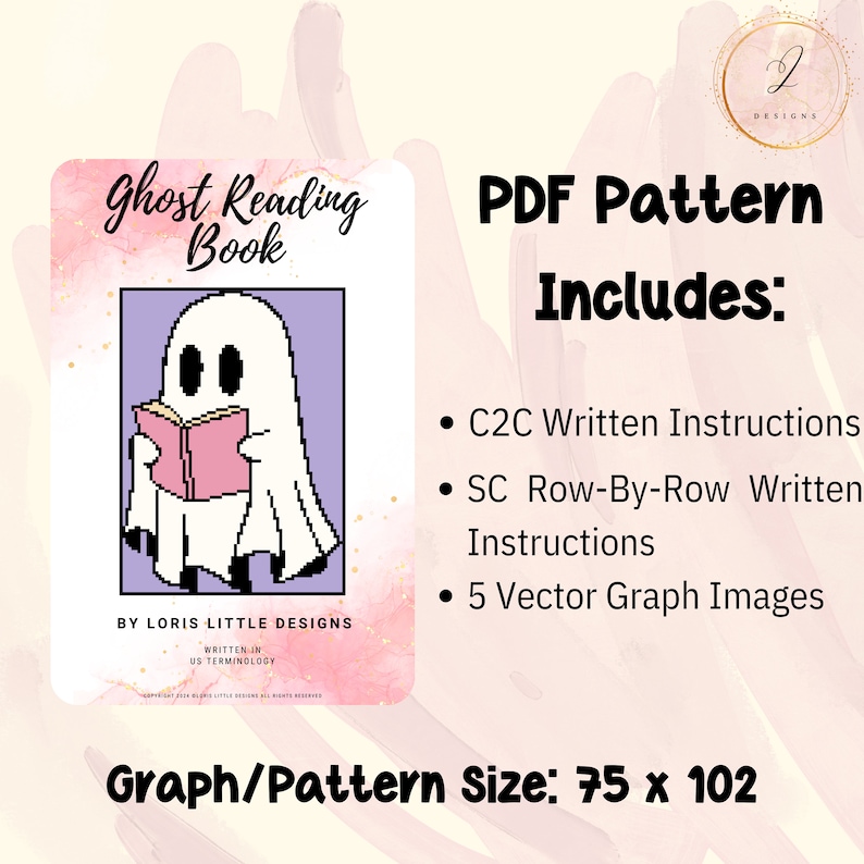 Ghost Reading Book C2C Crochet Blanket Pattern & Graph, Halloween ...