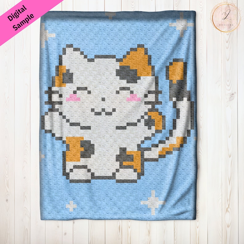 Calico Kitty Cat C2C Crochet Blanket Pattern & Graph, Cat Crochet ...