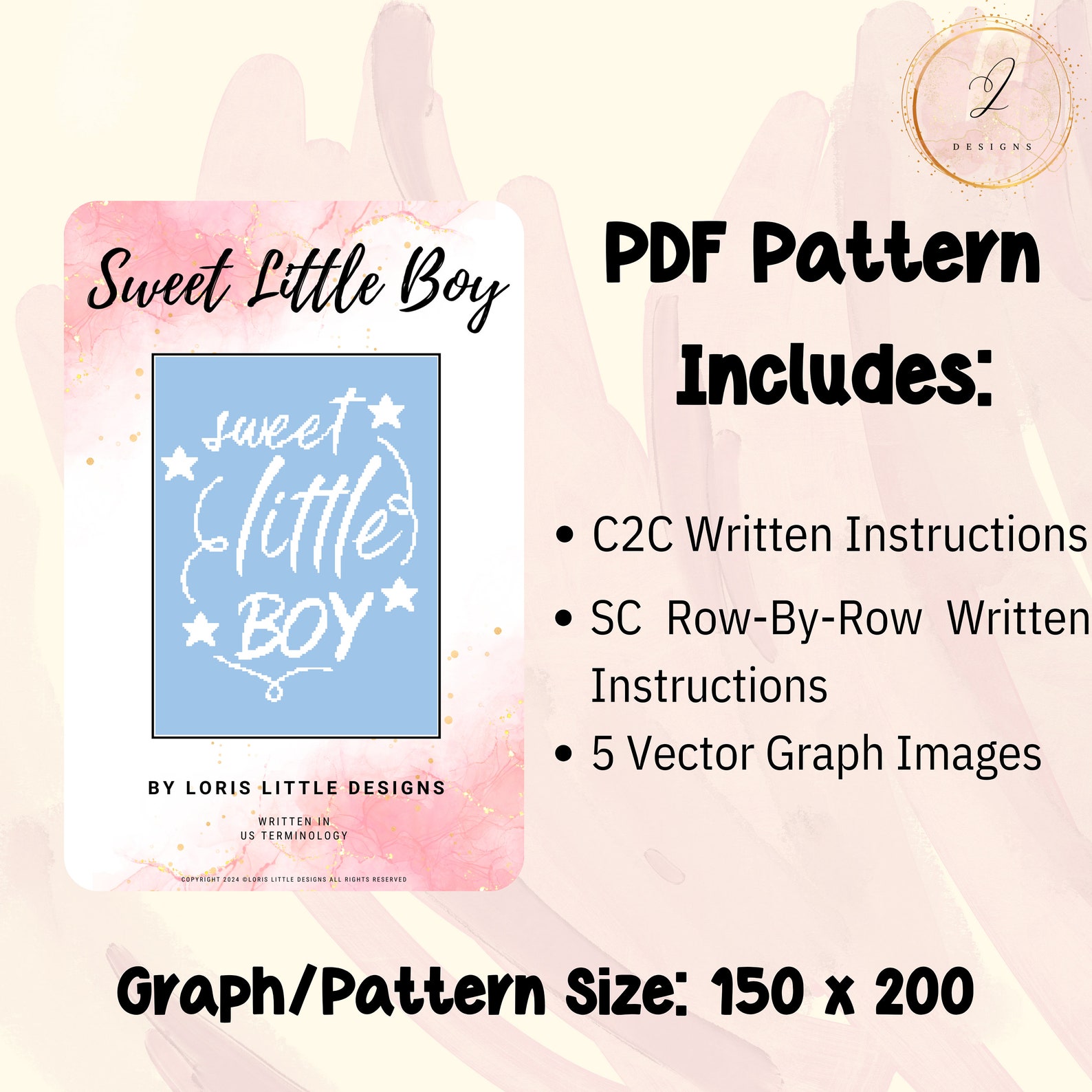 Sweet Little Boy C2C Crochet Blanket Pattern & Graph (PDF) - Etsy