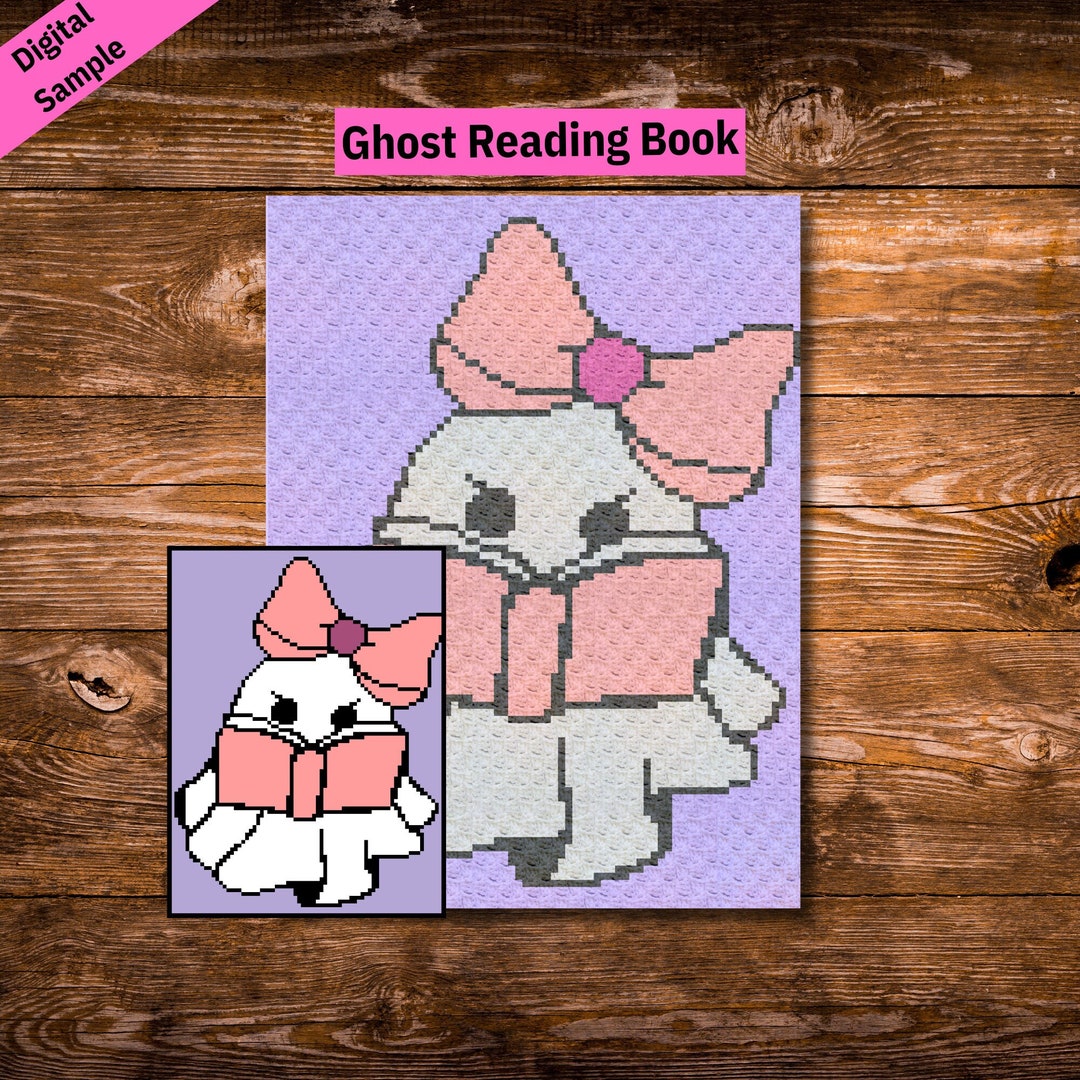 Kawaii Ghost Reading Book C2C Crochet Blanket Pattern & Graph ...