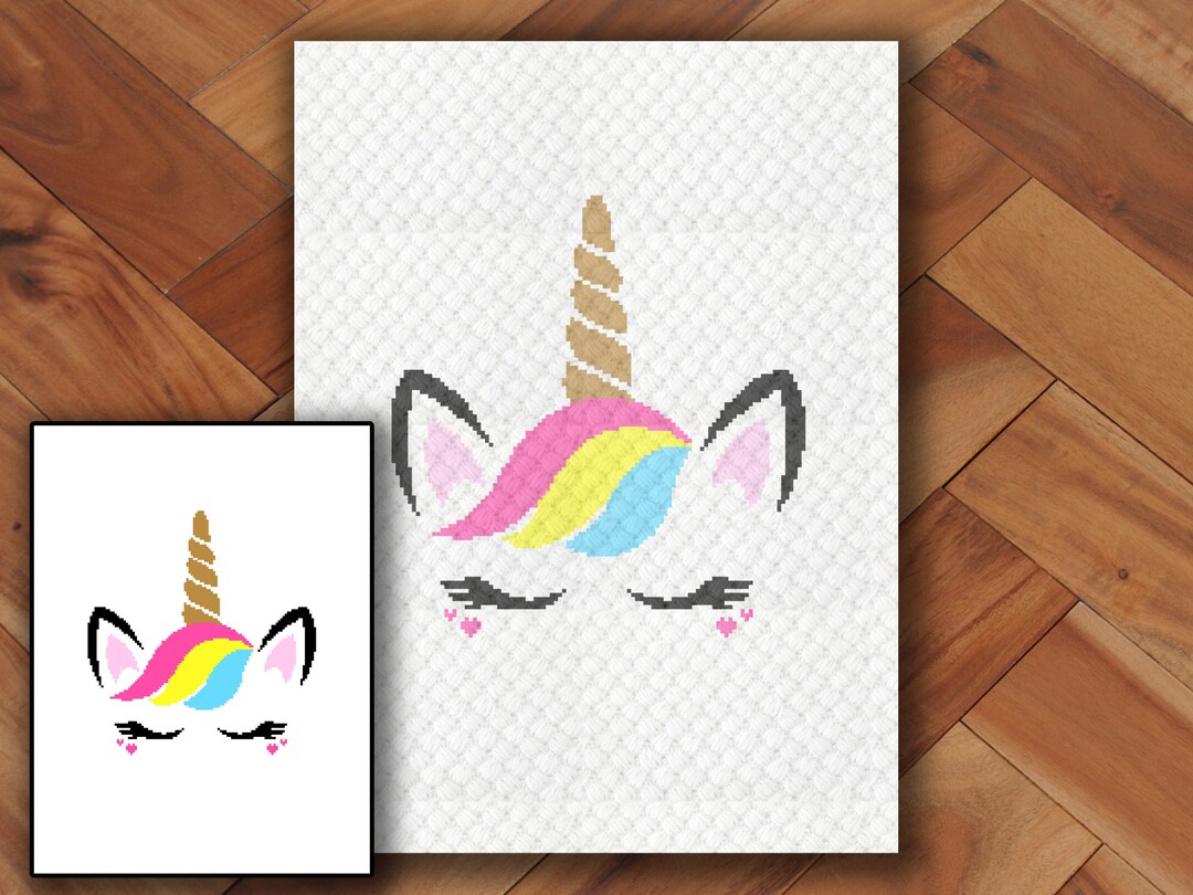 Crochet Cute Unicorn Face Graph Written Pattern for C2C & - Etsy