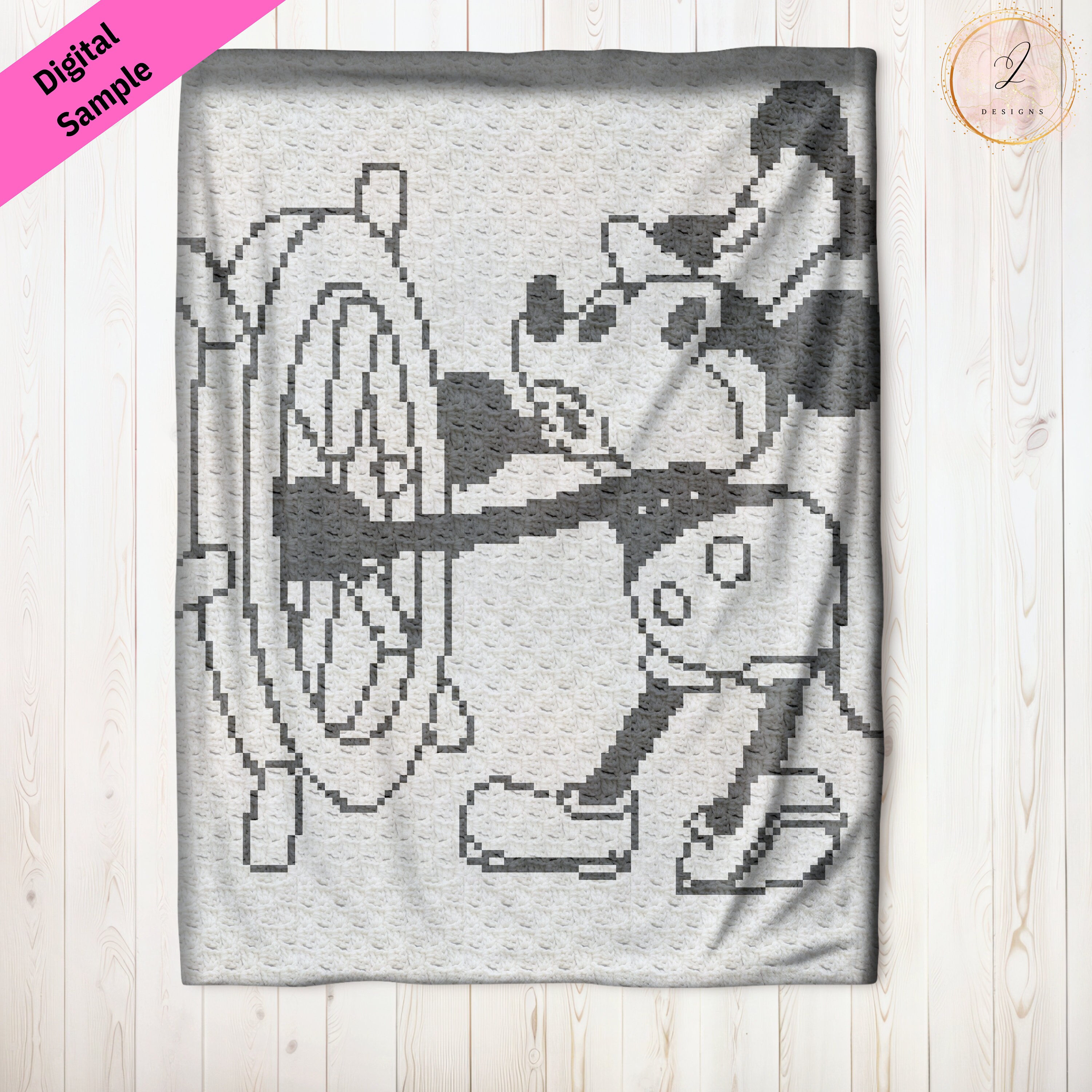 Steamboat Willie Mickey Mouse C2C Crochet Blanket Pattern & Graph, Corner to Corner Crochet ...