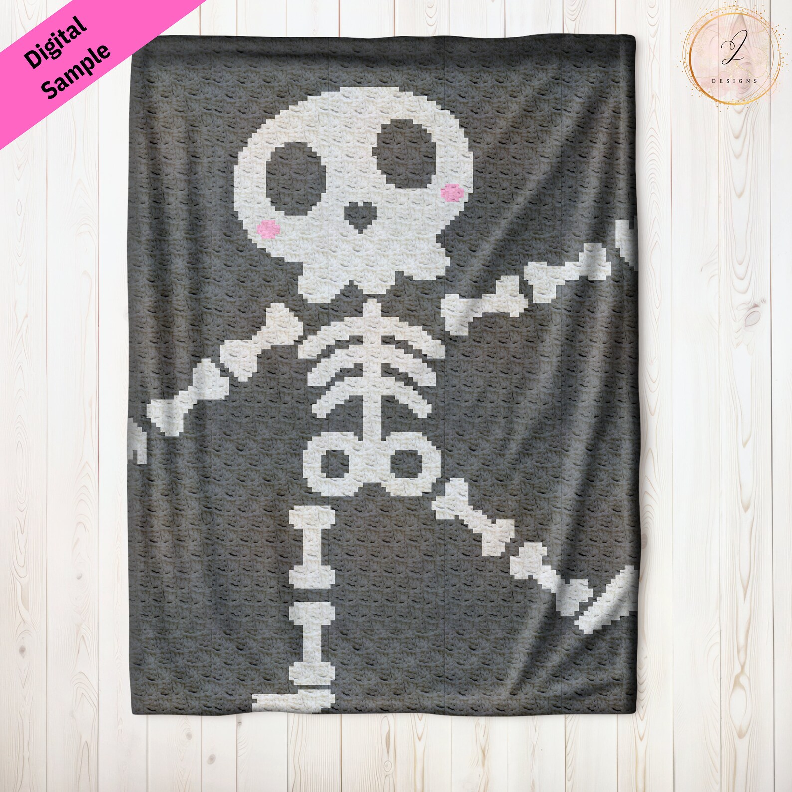 Cute Dancing Skeleton C2C Crochet Blanket Pattern & Graph, Skeleton ...