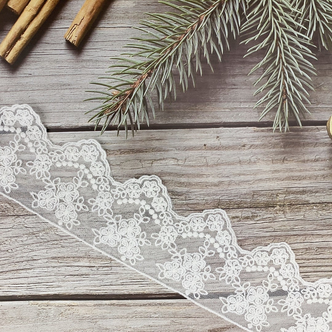Ivory White Guipure Lace Trim With Scallop Border - DIY Sewing Trim ...