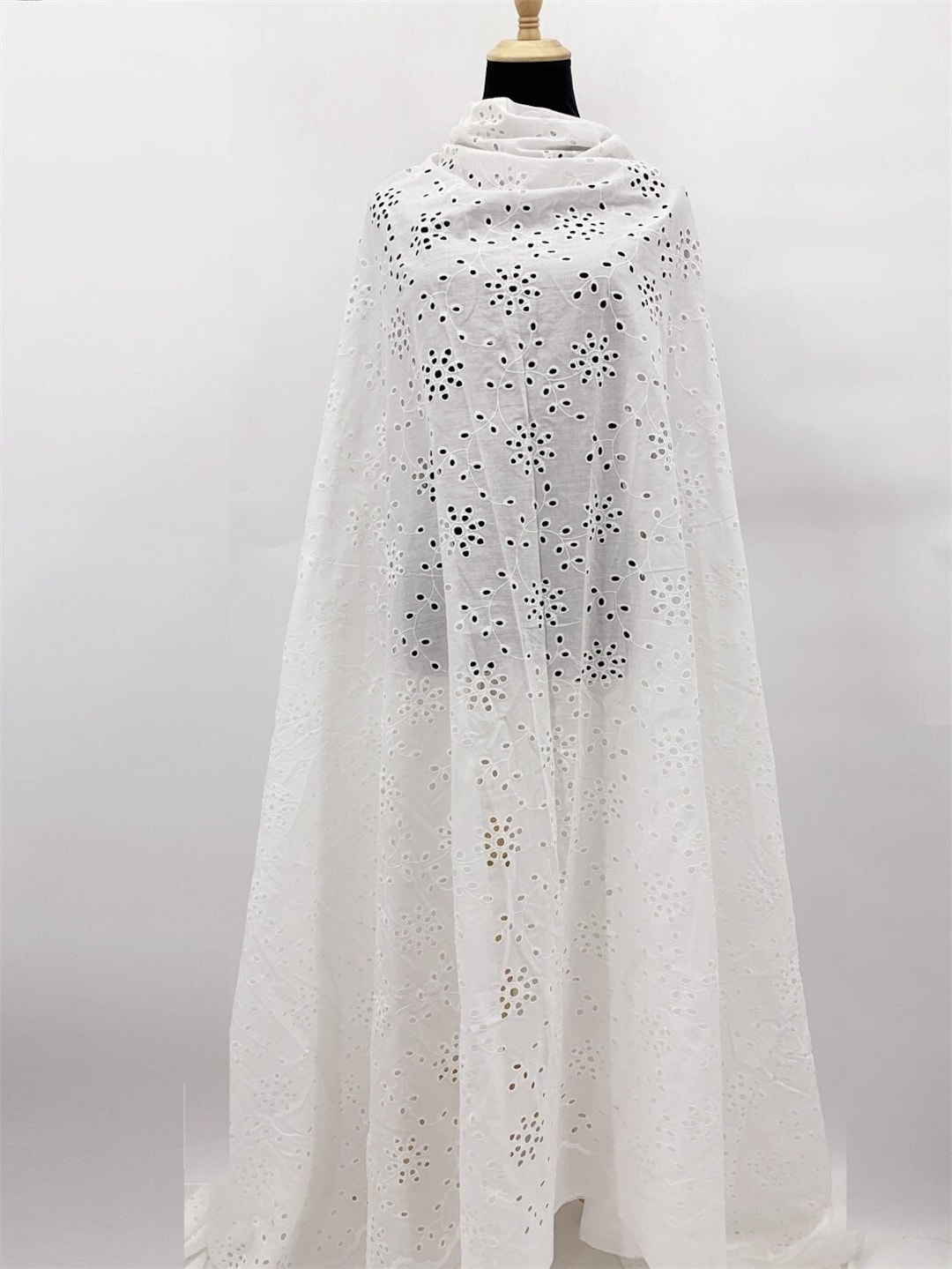 CLEARANCE - Ivory White Eyelet Embroidered Fabric by the Yard ...