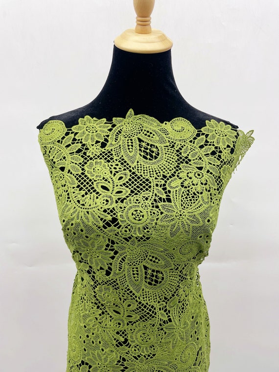 Custom Dyed Olive Green Guipure Lace Fabric for Women Dress Embroidered Party Dress Fabric Wholesale Appareal Fabric SS210520 EMB08 Etsy