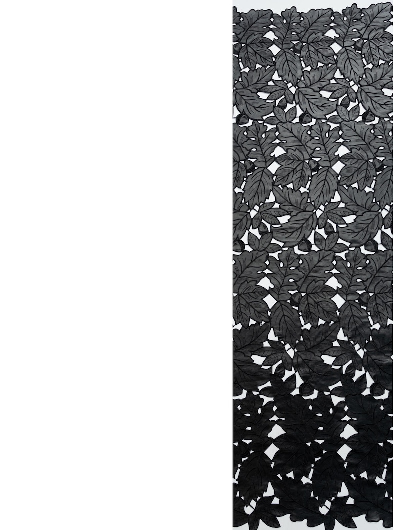 Black PU Laser Cut Leaf Lace Fabric by the Yard – High-fashion Designer ...