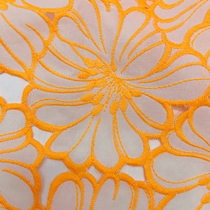 Hot Sale Laser-cut Floral Embroidery on Orange Cotton Voile - Apparel ...