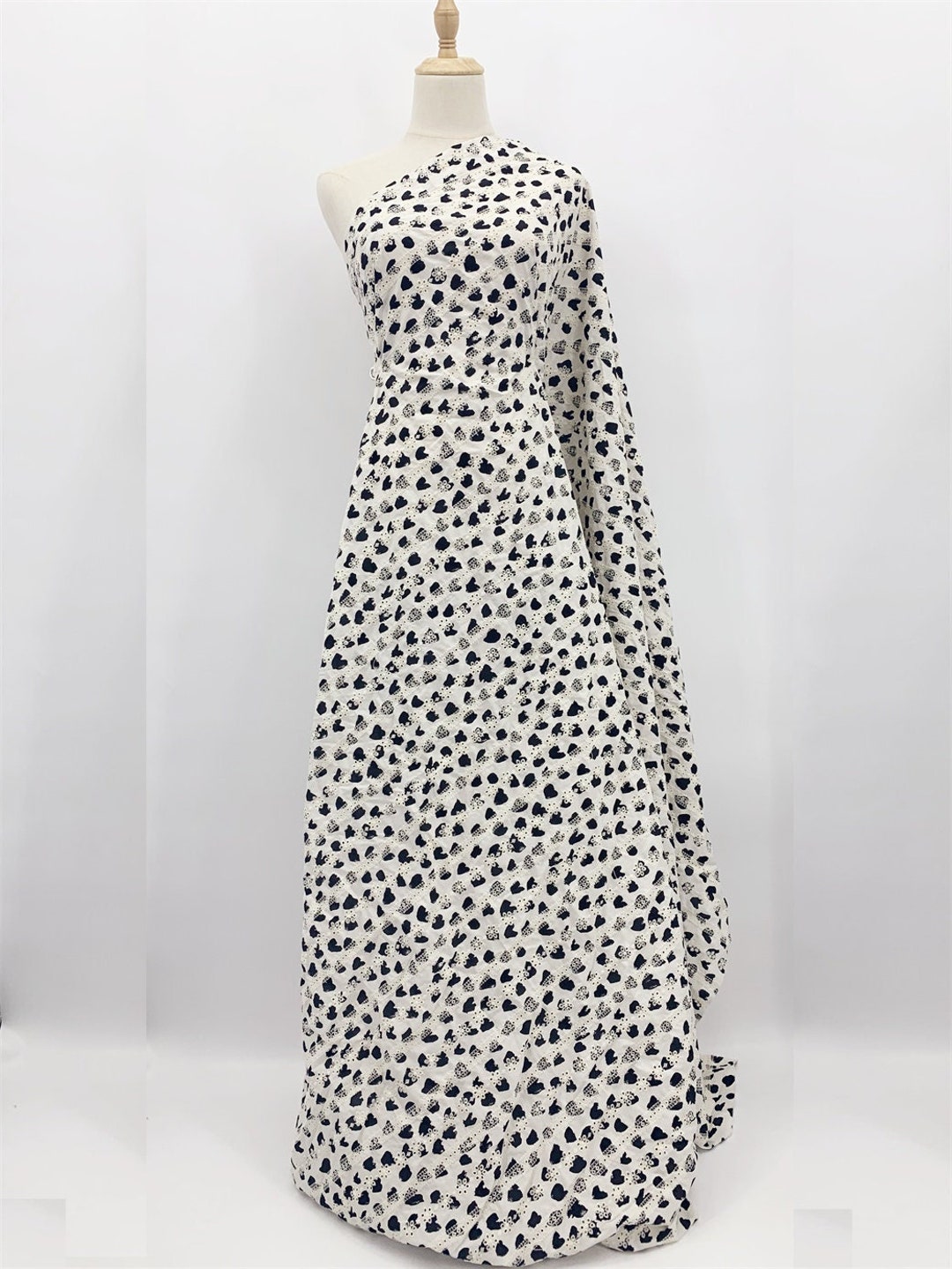Stripe Eyelet Embroidery on Black/white Print Cotton Voile - Dress ...