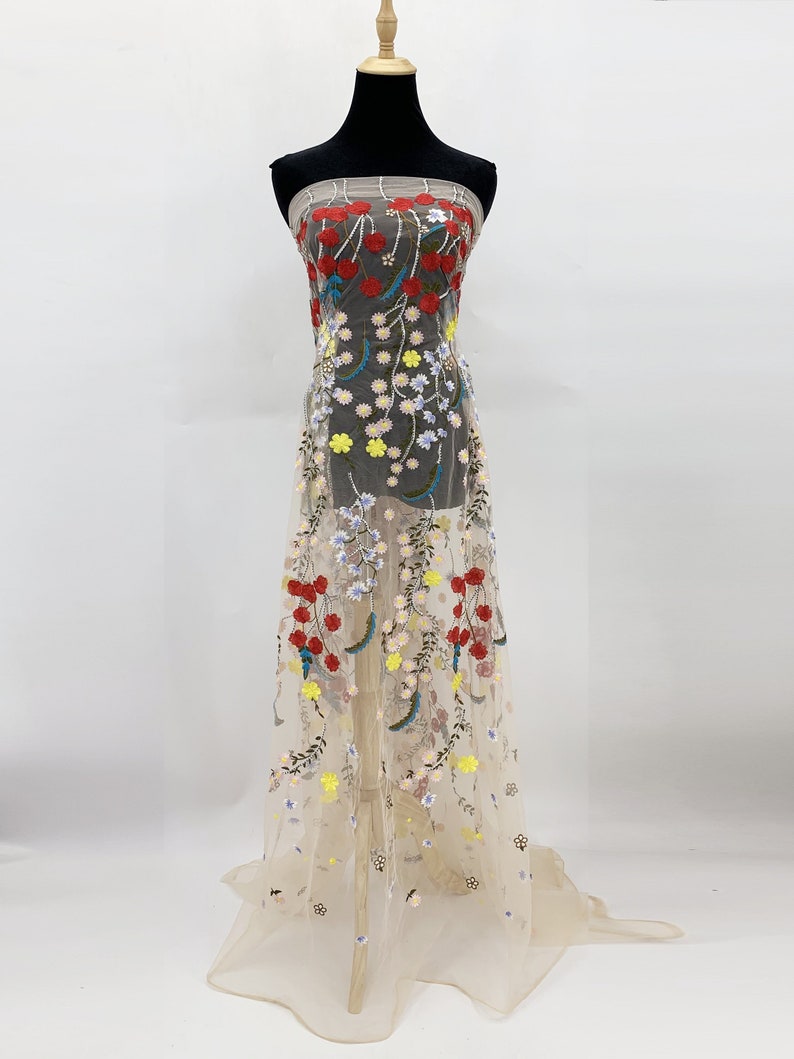 Sheer Mesh Fabric Flower Design Mesh Lace by Yard Summer - Etsy