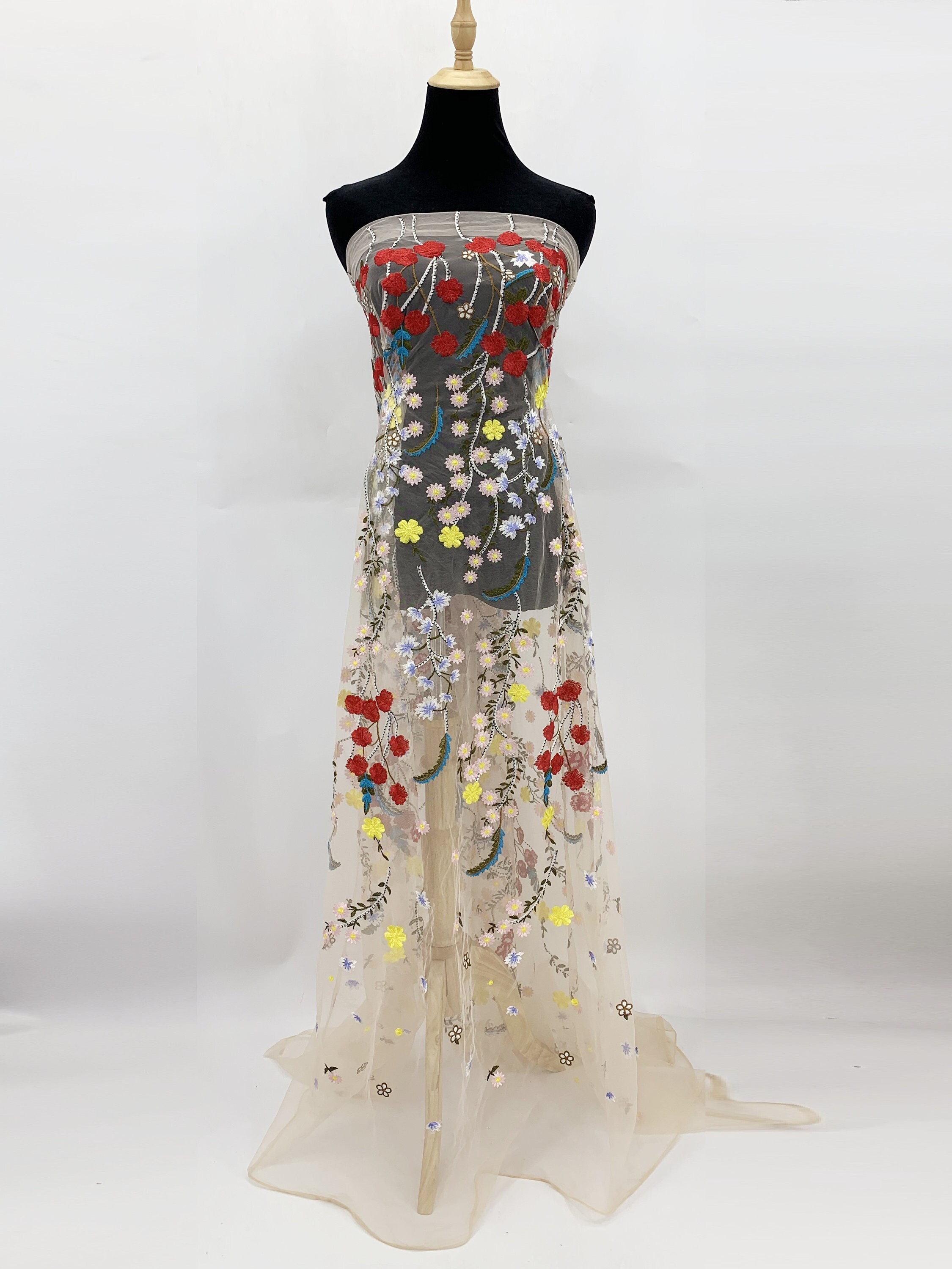 Sheer Mesh Fabric Flower Design Mesh Lace by Yard Summer - Etsy