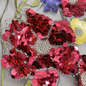 Multicolored Floral Sequin Embroidered Mesh by the Yard - Heavy Beaded ...