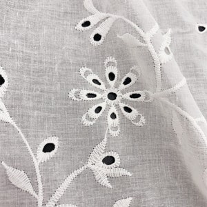 Eyelet Embroidery on White Cotton Voile Low-cost Fabric - Embroidered ...