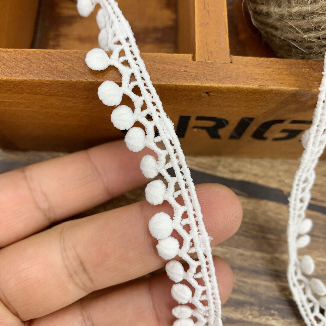 Dots Embroidered Trim by the Yard - Ivory White Polyester Bridal Lace ...