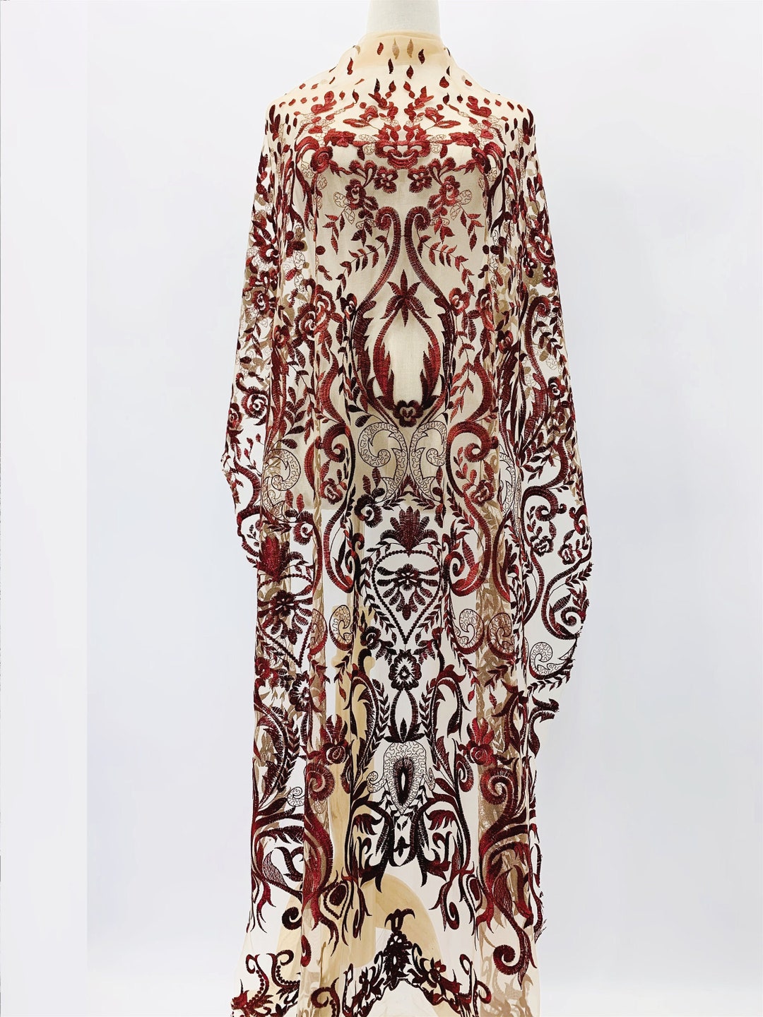 Vintage Lace - Baroque Pattern Embroidered Mesh With Scalloped Edge ...