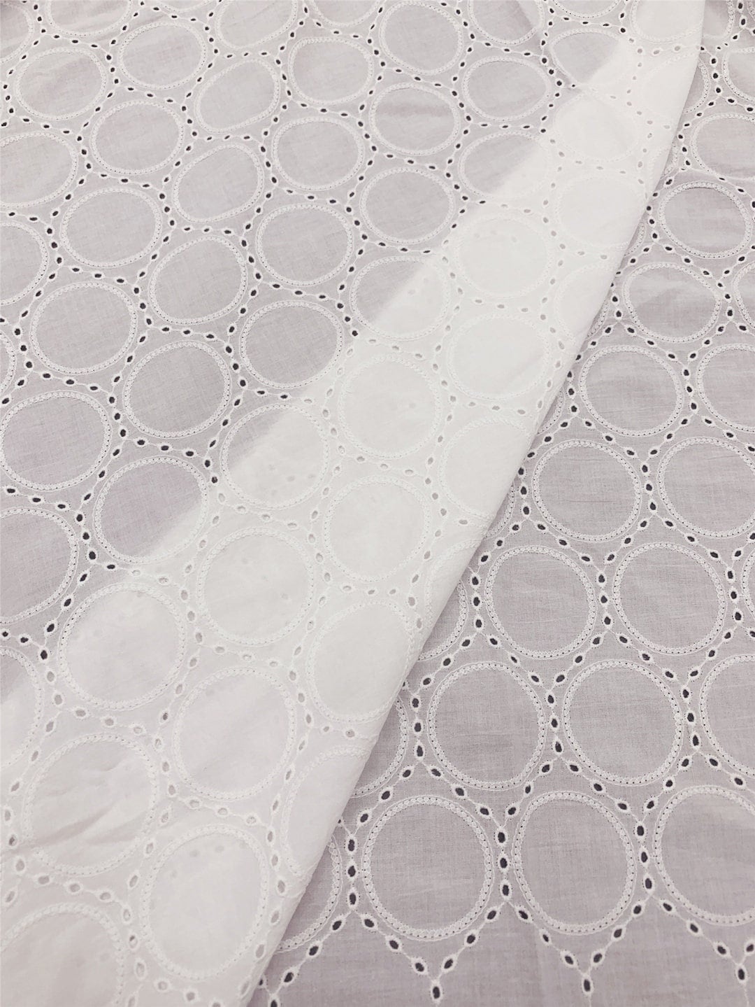 Ivory White Eyelet Cotton Voile Embroidered Fabric by the Yard - Kids ...