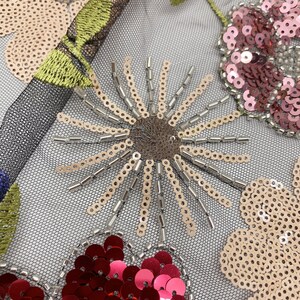 Multicolored Floral Sequin Embroidered Mesh by the Yard - Heavy Beaded ...