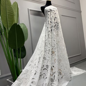 Cord Embroidery Cotton Voile Ivory White - Wedding Dress Sewing Fabric ...