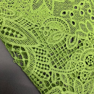 Custom Dyed Olive Green Guipure Lace Fabric for Women Dress ...