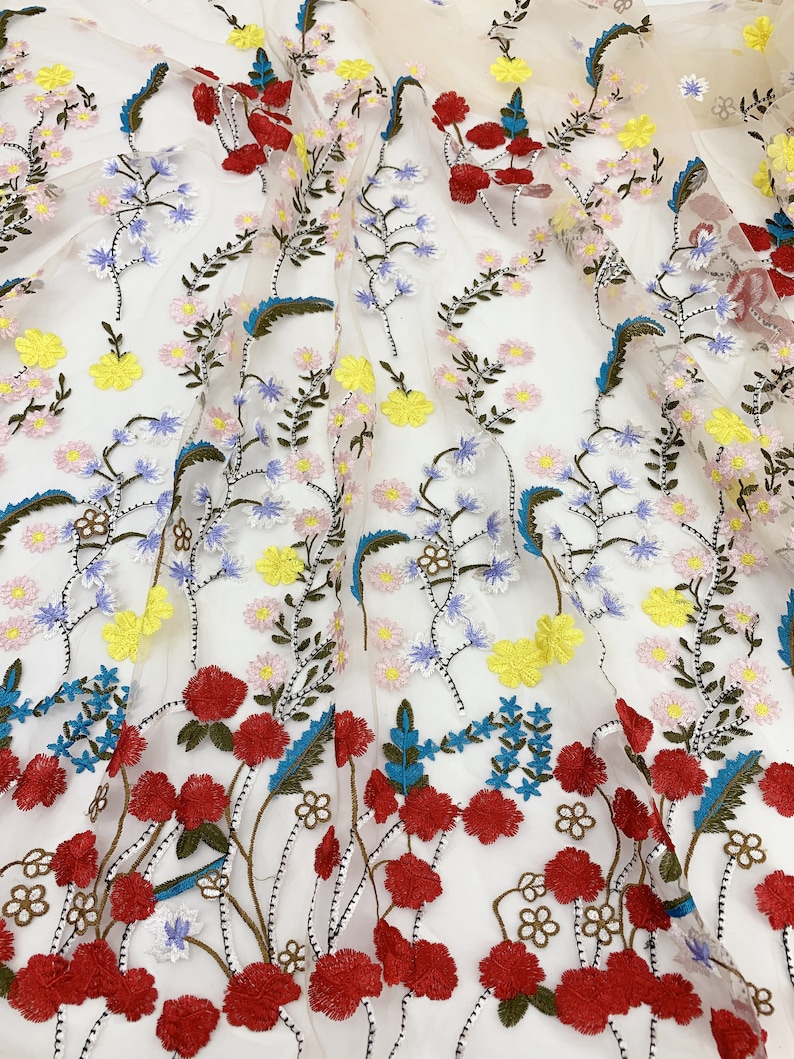 Sheer Mesh Fabric Flower Design Mesh Lace by Yard Summer - Etsy