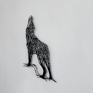 Metal Wall Art, Wolf Wall Decor, Tree Wolf Wall Hanger, Home Interior ...