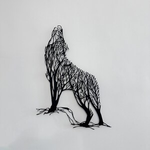 Metal Wall Art, Wolf Wall Decor, Tree Wolf Wall Hanger, Home Interior ...