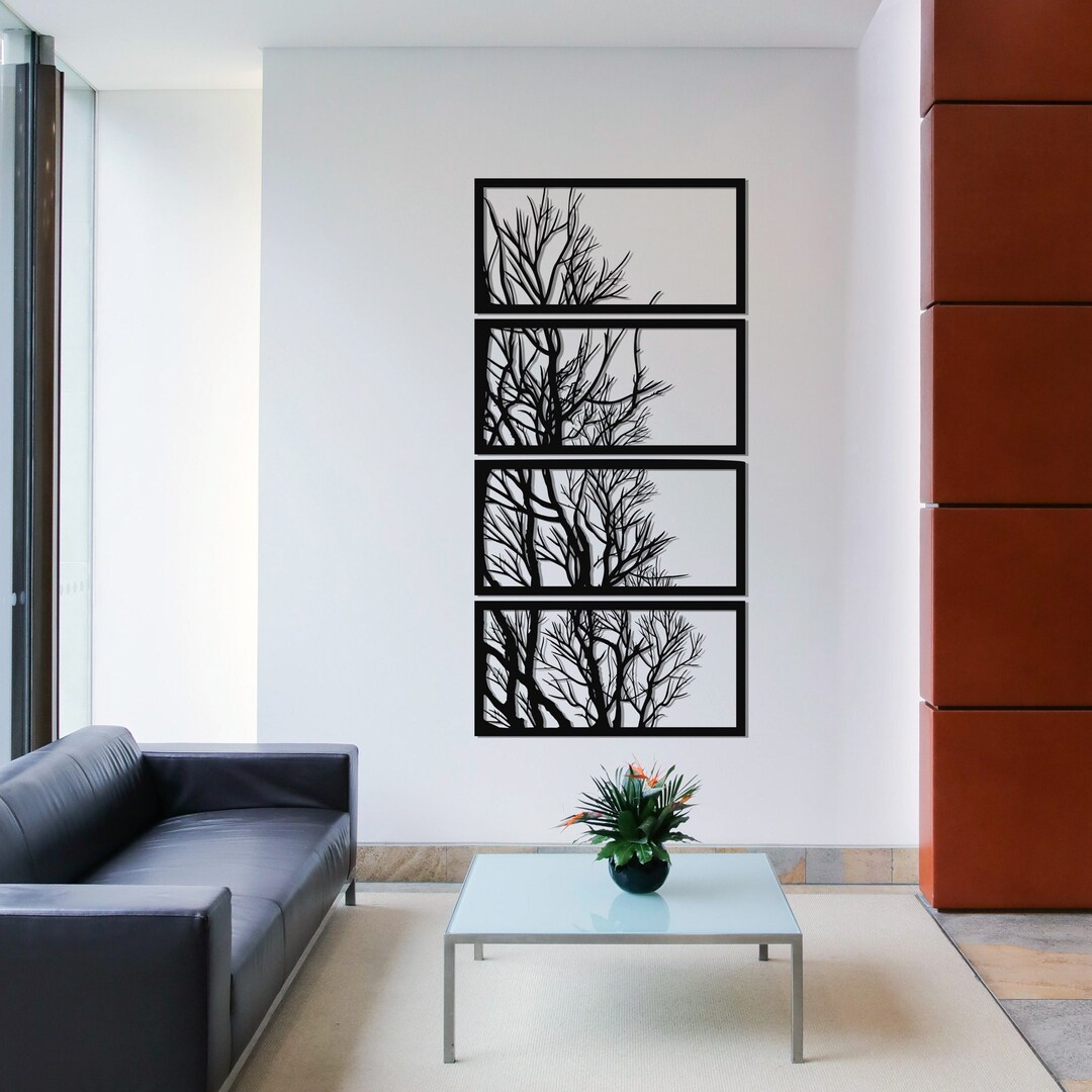 Tree Panels Metal Tree Wall Art Tree Sign Four Set Decor 4 - Etsy