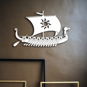 Metal Wall Art, Viking Ship Decor, Interior Outdoor Wall Hanger, Gift ...