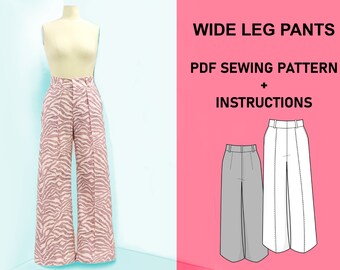 Wide Leg Pants Pattern - Etsy