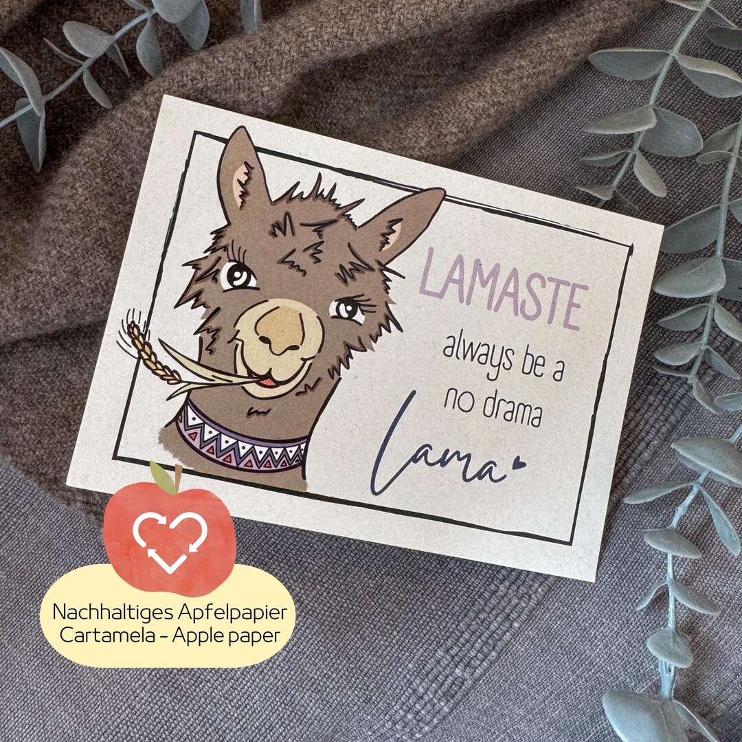 Lamaste No Drama Lama | Alpaca Card | Animal Greeting Card | Funny ...