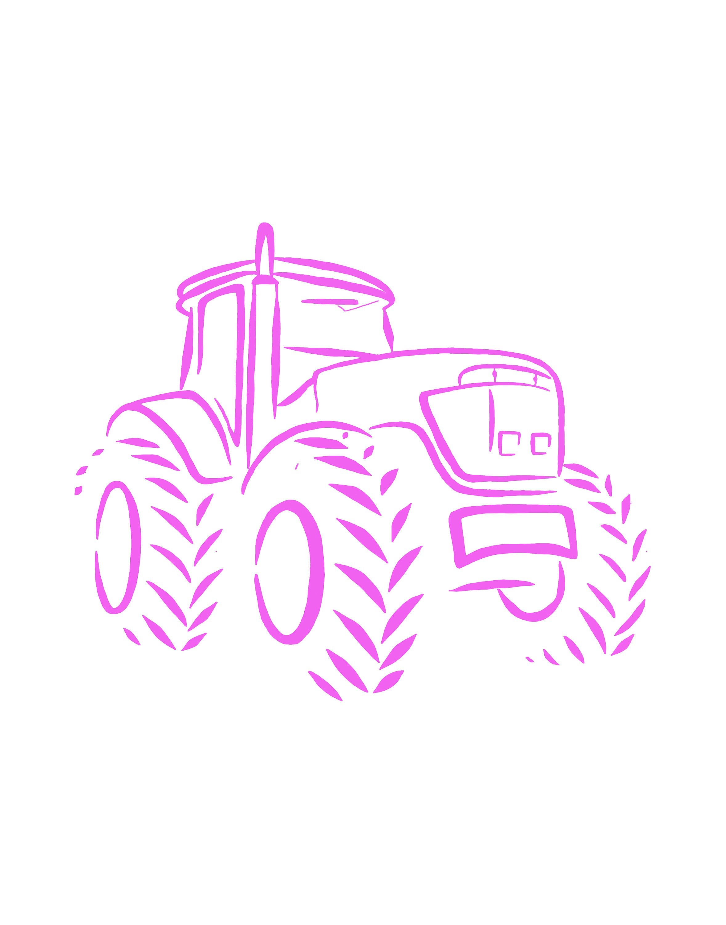 Pink Tractor Clipart - Etsy