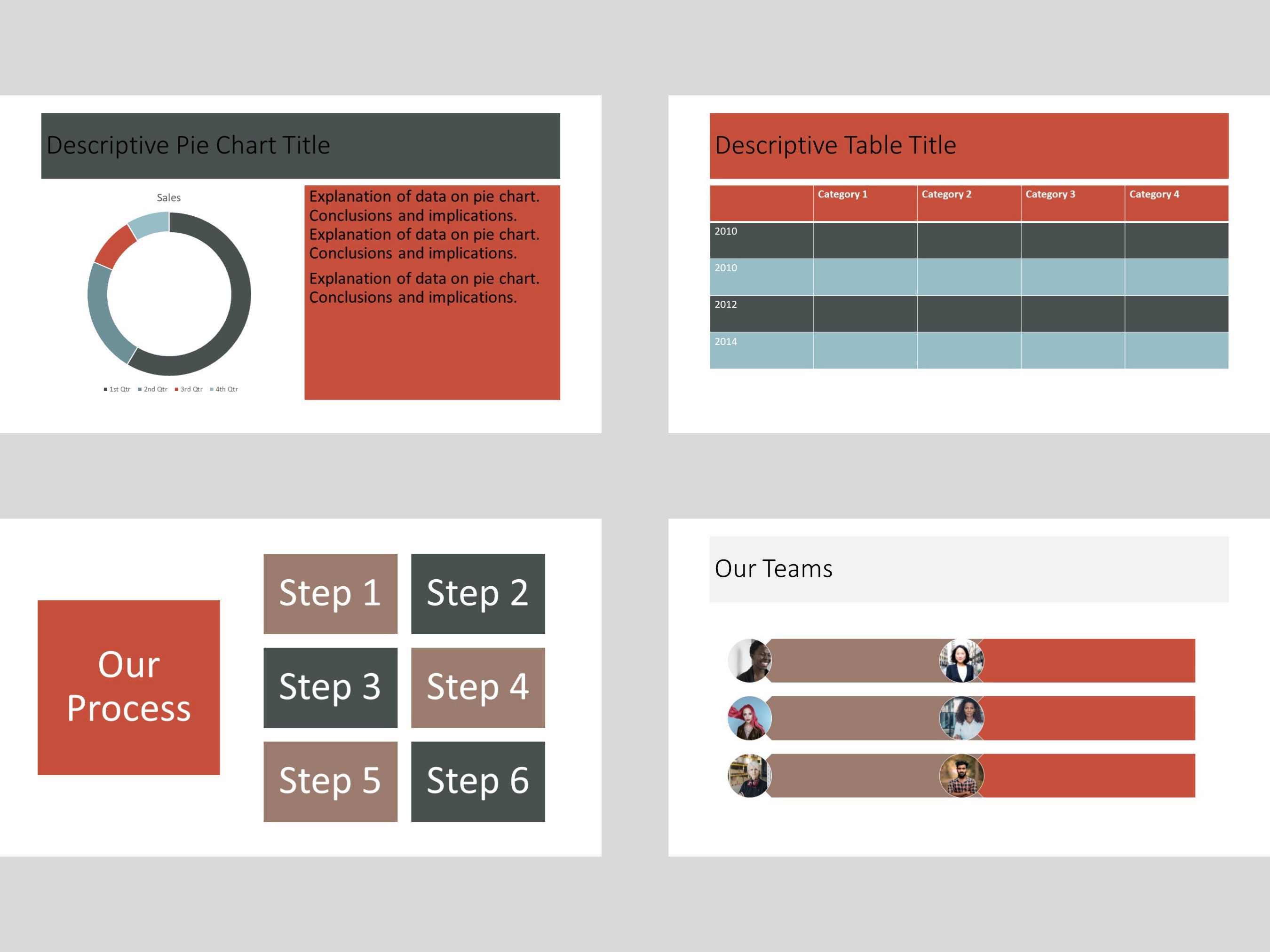 Teal Red Gold Powerpoint Presentation Templates - Etsy