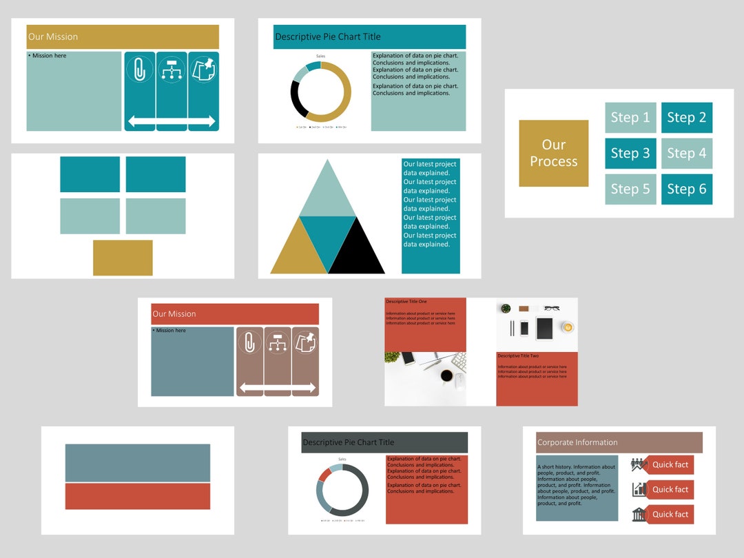 Teal Red Gold Powerpoint Presentation Templates - Etsy