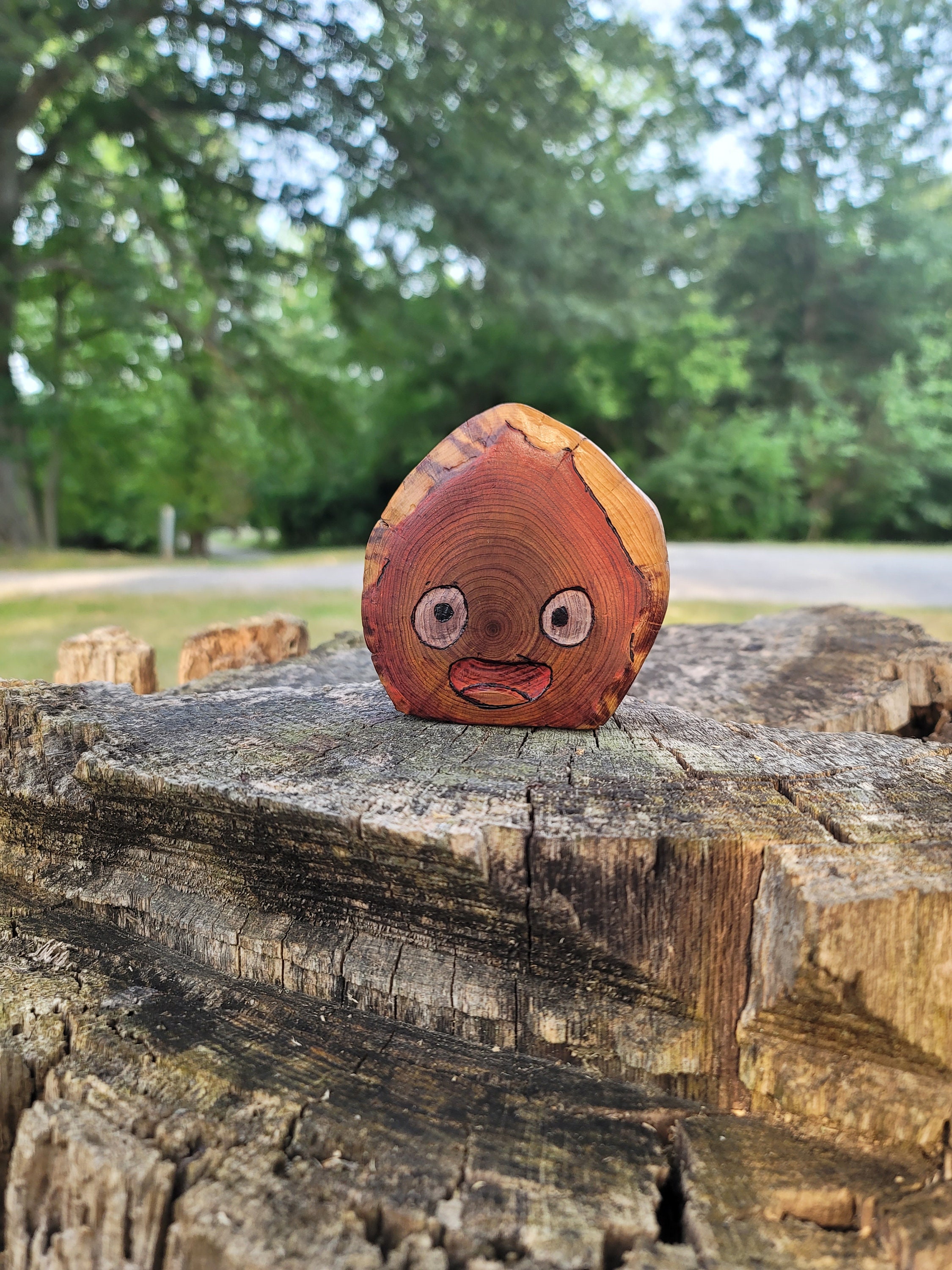 Calcifer Wall Art on Cedar Wood | Studio Ghibli Decor | Howl's Moving ...