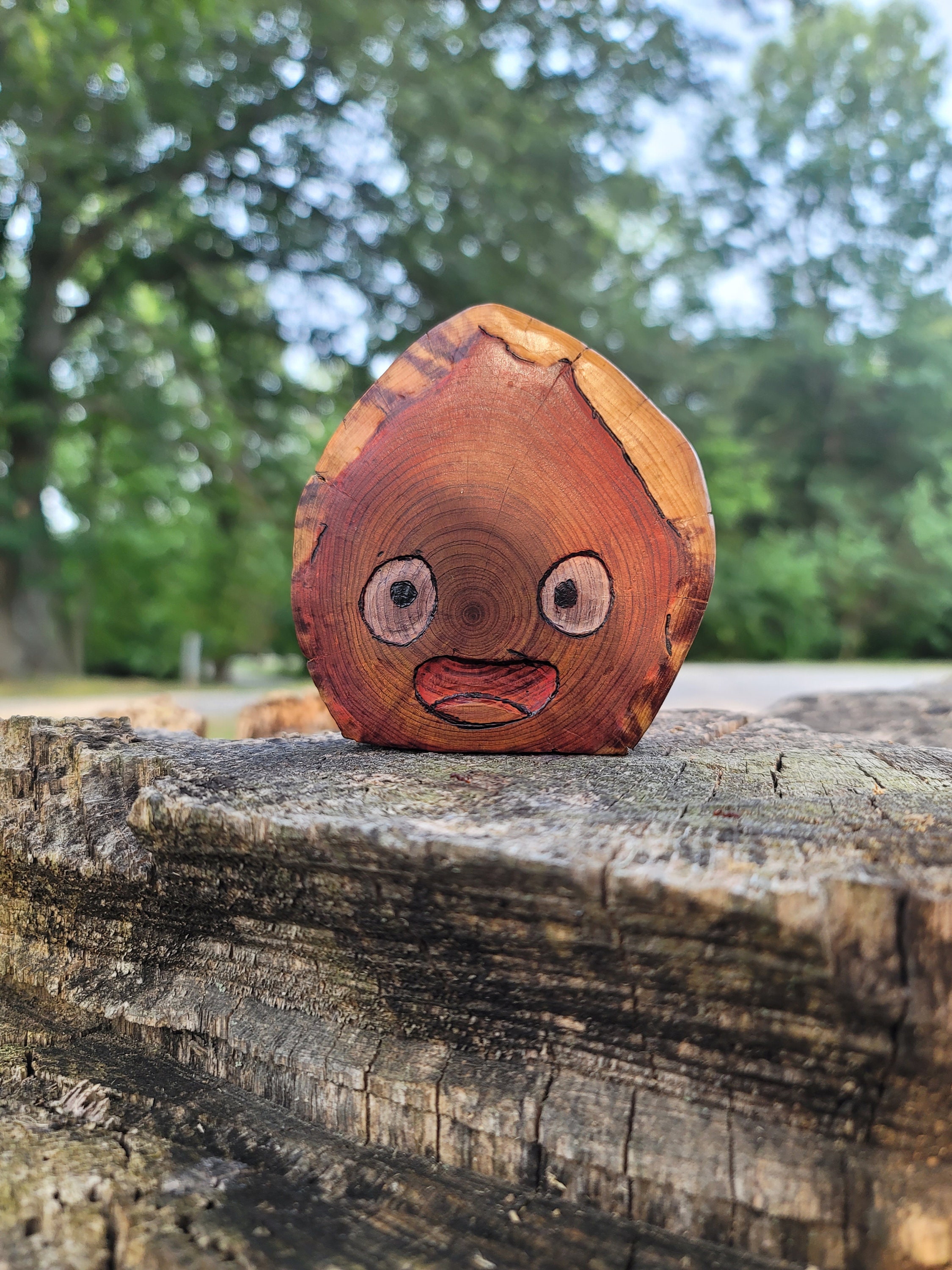 Calcifer Wall Art on Cedar Wood | Studio Ghibli Decor | Howl's Moving ...