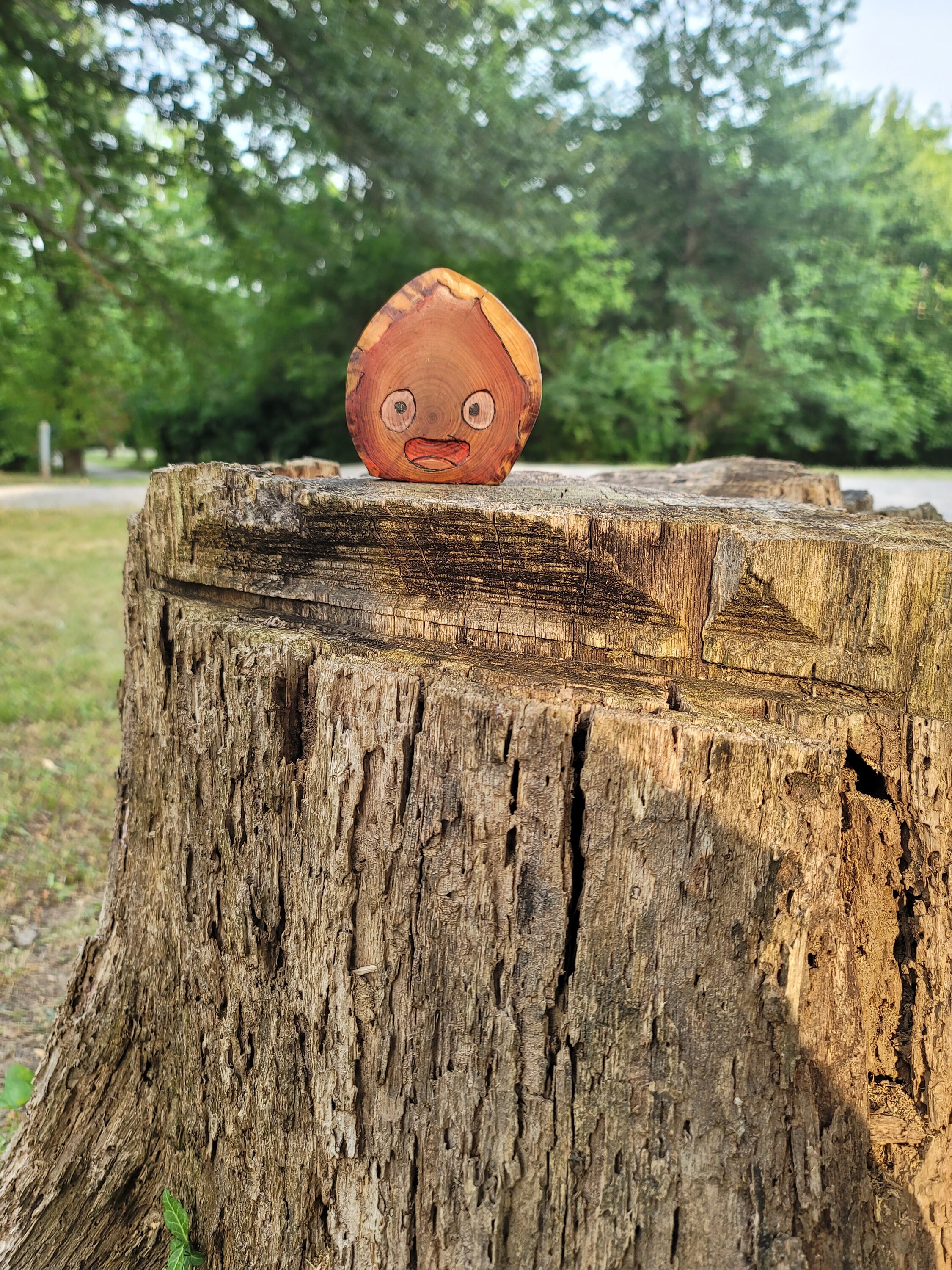 Calcifer Wall Art on Cedar Wood | Studio Ghibli Decor | Howl's Moving ...