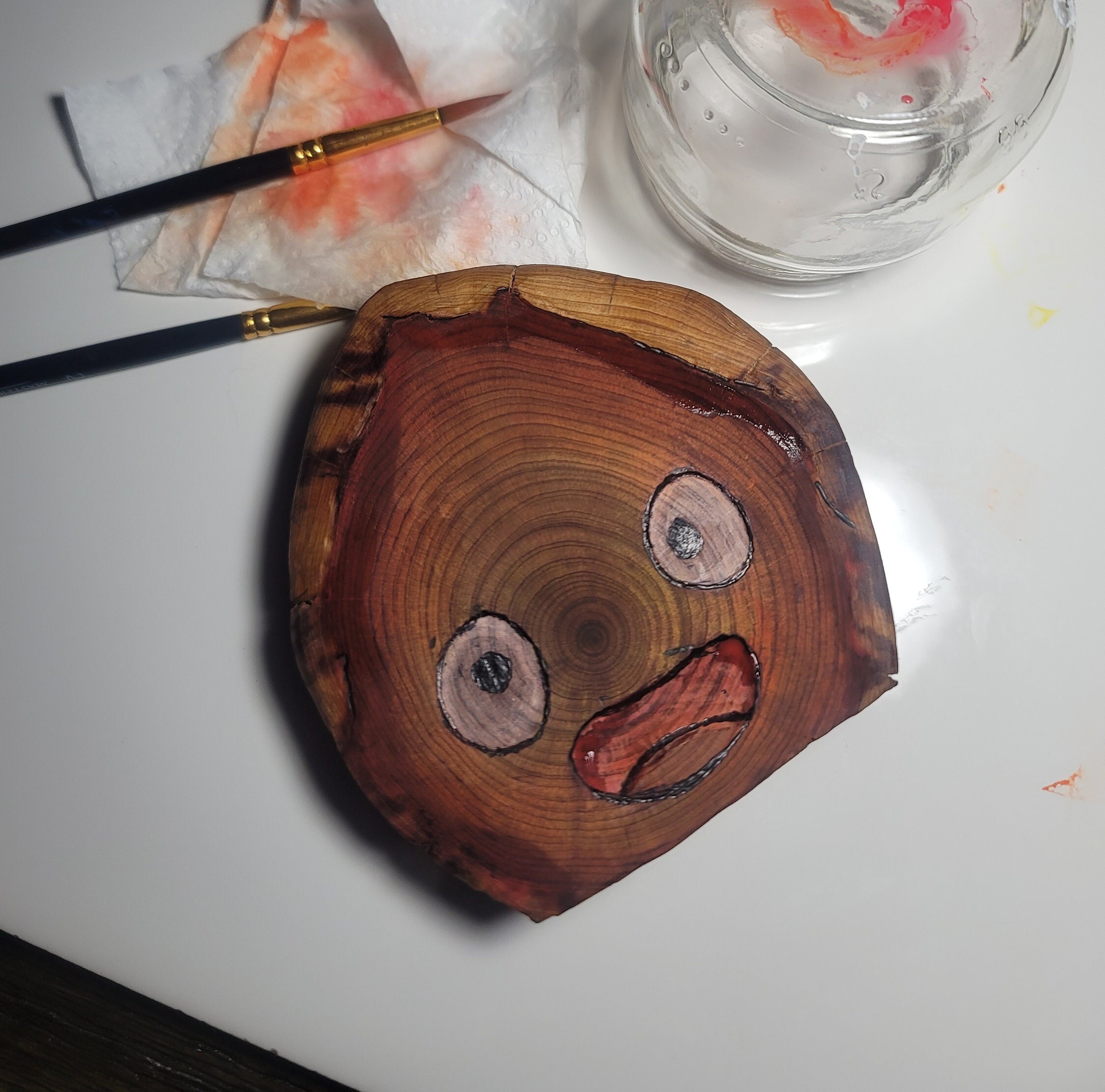 Calcifer Wall Art on Cedar Wood | Studio Ghibli Decor | Howl's Moving ...