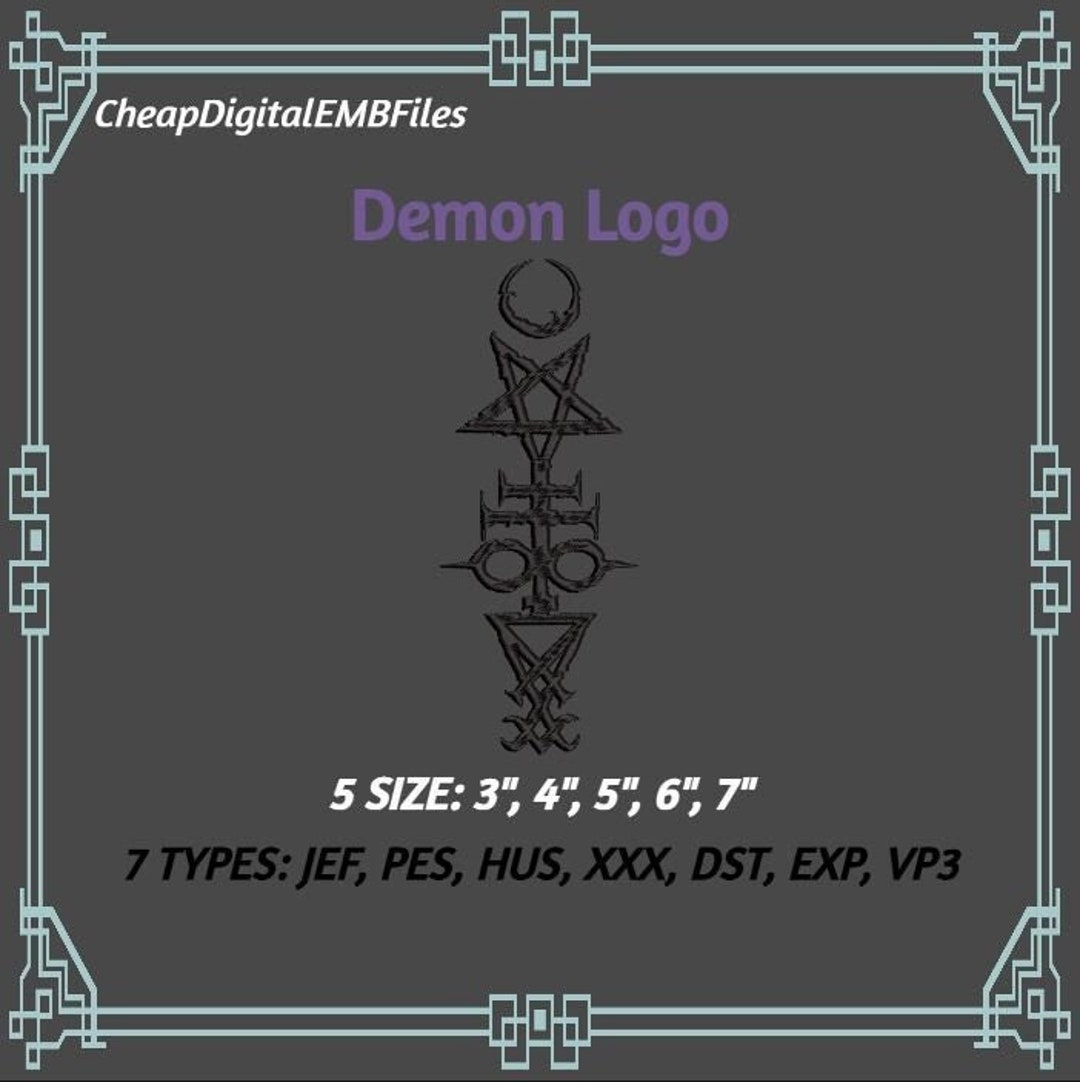 Demon Logo Embroidery Design / Digital Embroidery Machine File / MULTI ...