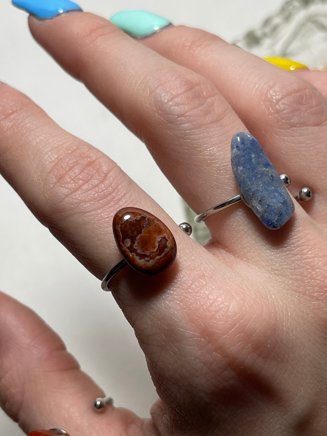 Adjustable Crystal Gemstone Rings - Etsy