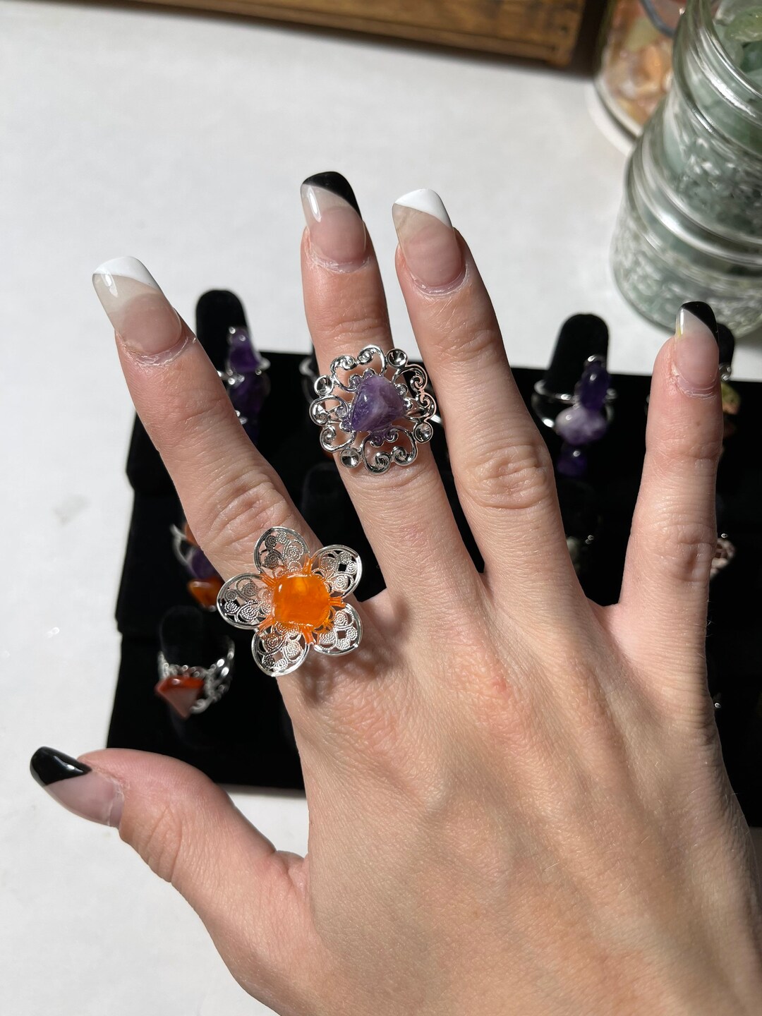 Adjustable Gemstone Rings - Etsy