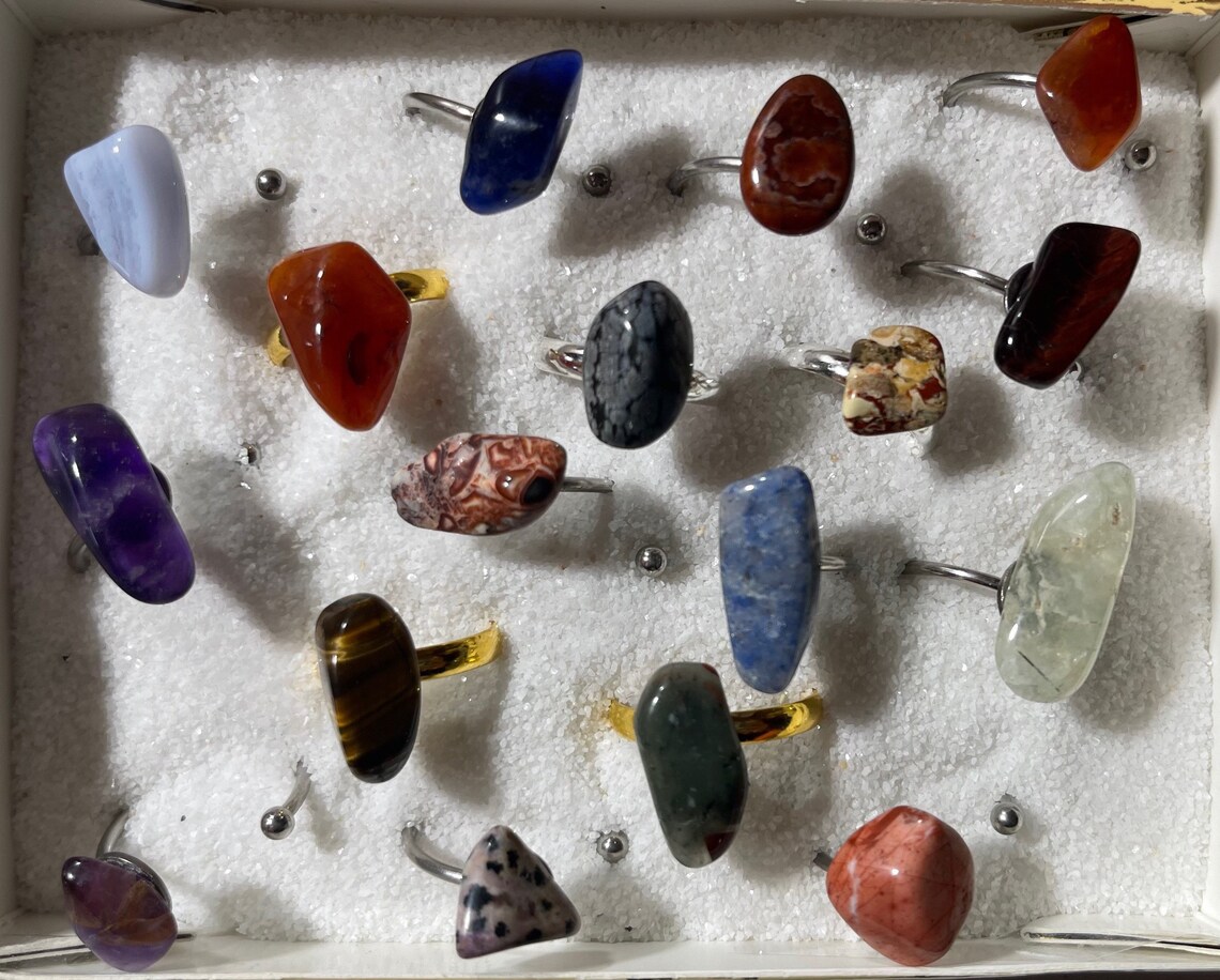 Adjustable Crystal Gemstone Rings | Etsy